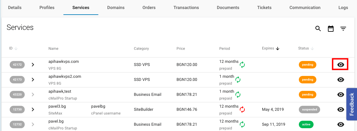 ApiHawk - How to manually modify a user's service?