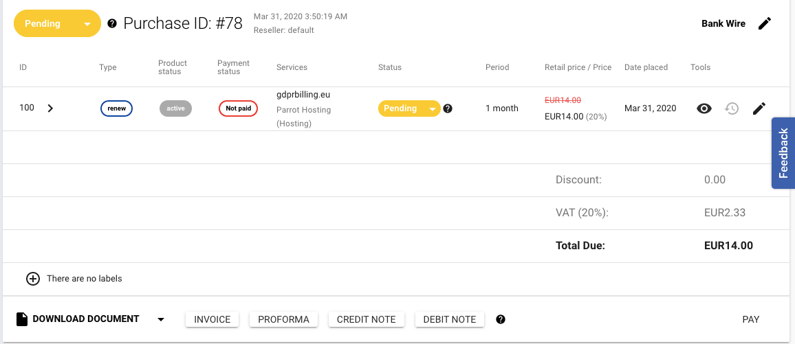 ApiHawk - Orders - Order Details